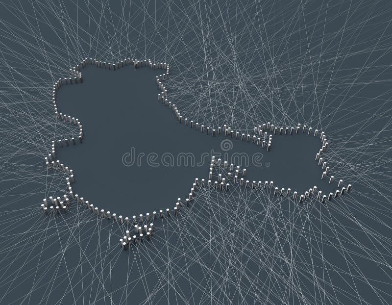 China Map Composed of Network Connections, Transmission and Exchange of ...