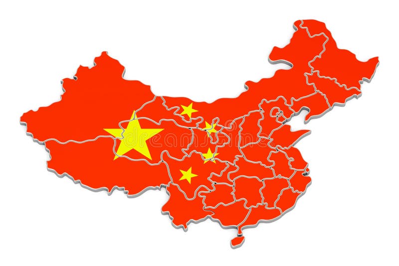 China map, 3D rendering stock illustration. Illustration of boundary ...