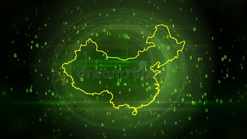 China Map on Digital Background Stock Illustration - Illustration of ...