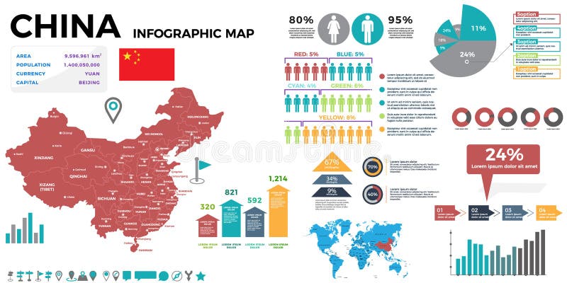 China Map and Infographics Elements - for Presentation, Booklet ...