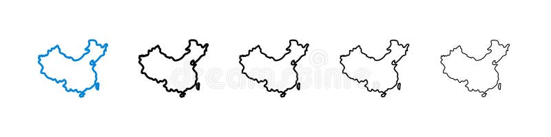 China Map Line Icon Isolated on White Background Stock Vector ...