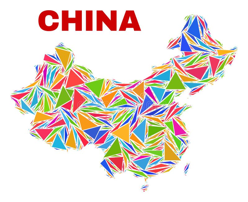 China Map - Mosaic of Color Triangles Stock Vector - Illustration of ...