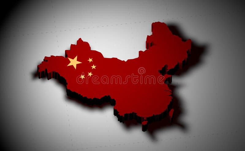 China Map in National Flag Colors. 3D Illustration Stock Illustration ...