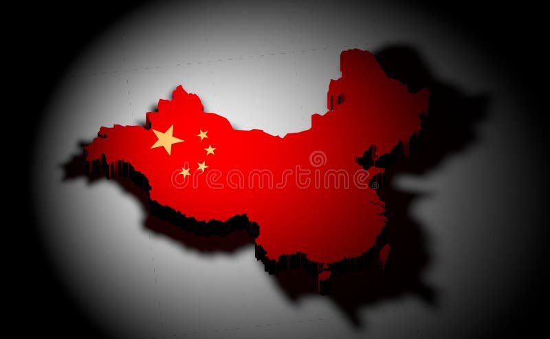 China Map in National Flag Colors. 3D Illustration Stock Illustration ...