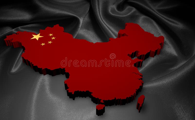 China Map in National Flag Colors. 3D Illustration Stock Illustration ...
