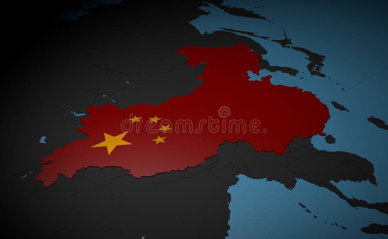 China Map in National Flag Colors. 3D Illustration Stock Illustration ...