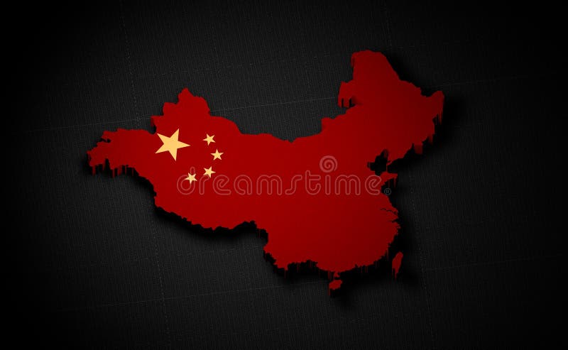 China Map in National Flag Colors. 3D Illustration Stock Illustration ...