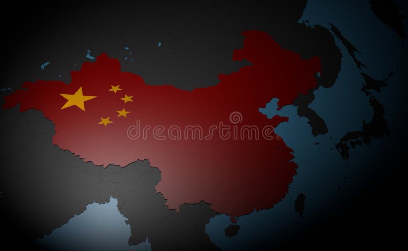 China Map in National Flag Colors. 3D Illustration Stock Illustration ...