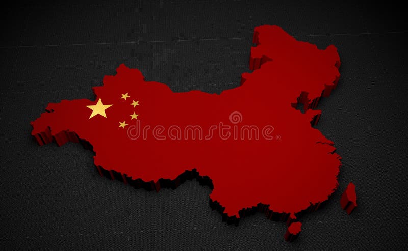 China Map in National Flag Colors. 3D Illustration Stock Illustration ...