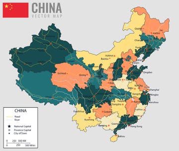 China Map with Provinces. All Territories are Selectable Stock Vector ...