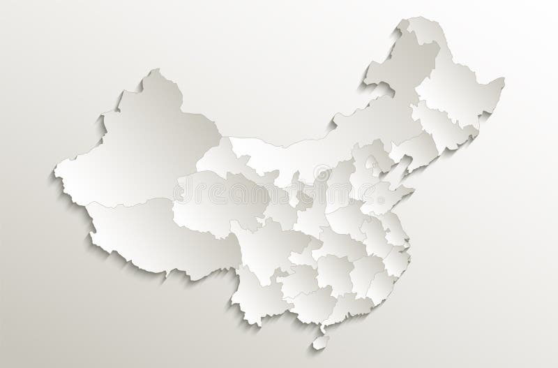 China Map Separate States Individually Card Paper 3D Natural Stock ...