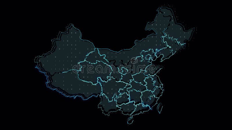 China Map Shape Outline, Country Digital Contour Stock Video - Video of ...