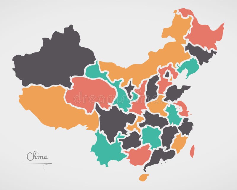 China Map with States and Modern Round Shapes Stock Vector ...
