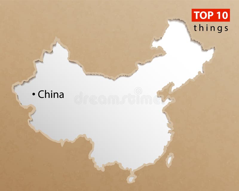 China Map Vector. Chinese Maps Craft Paper Texture. Empty Template ...