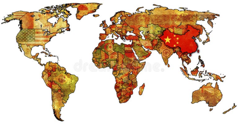 China on map of world stock illustration. Illustration of grunge - 13461719