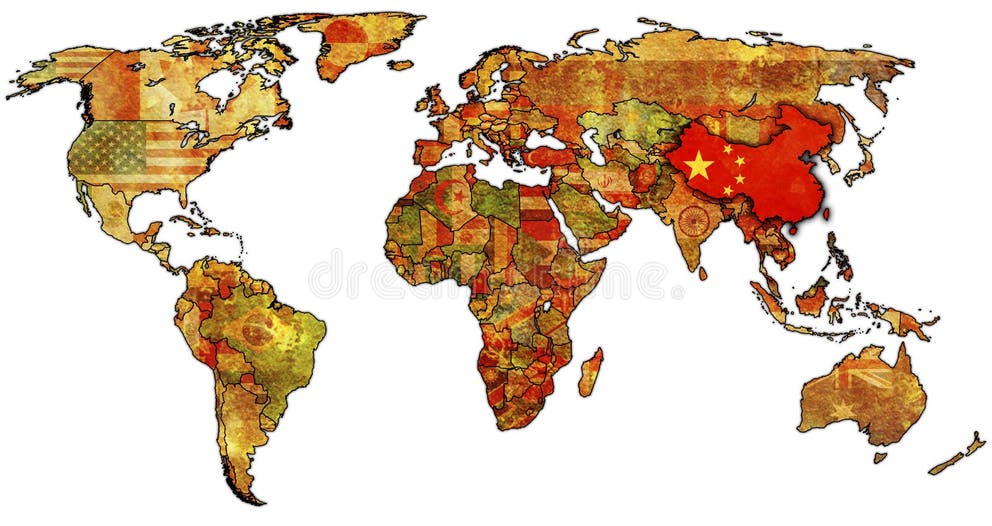 China on map of world stock illustration. Illustration of grunge - 13461719