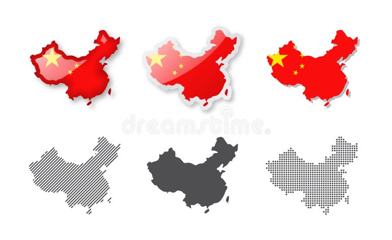 China - Maps Collection. Six Maps of Different Designs Stock ...