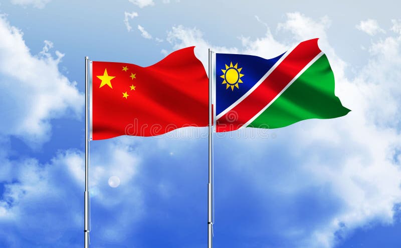 China,Namibia Flags Together Waving Against Blue Sky Stock Illustration ...