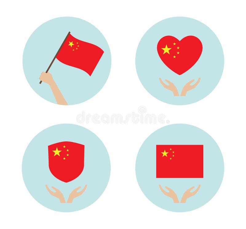 China National Flag in Hand Stock Vector - Illustration of color, heart ...