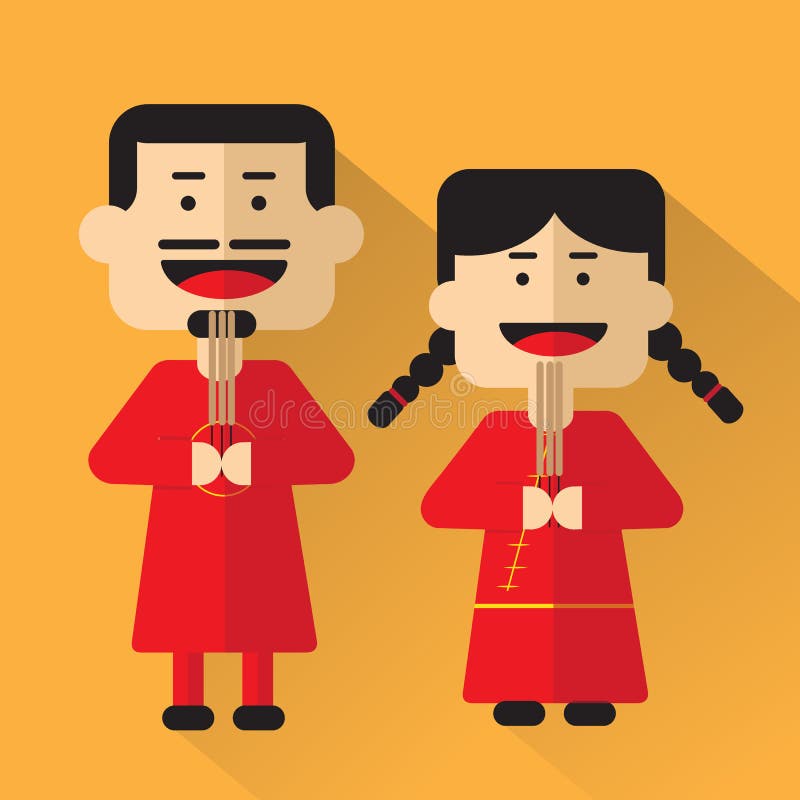 China People Cartoon Flat Design Stock Vector - Illustration of flat ...