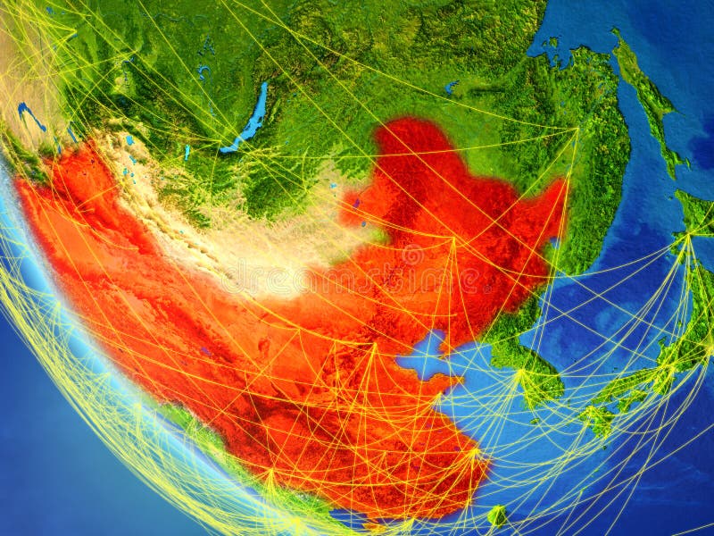 Network Around China from Space Stock Illustration - Illustration of ...