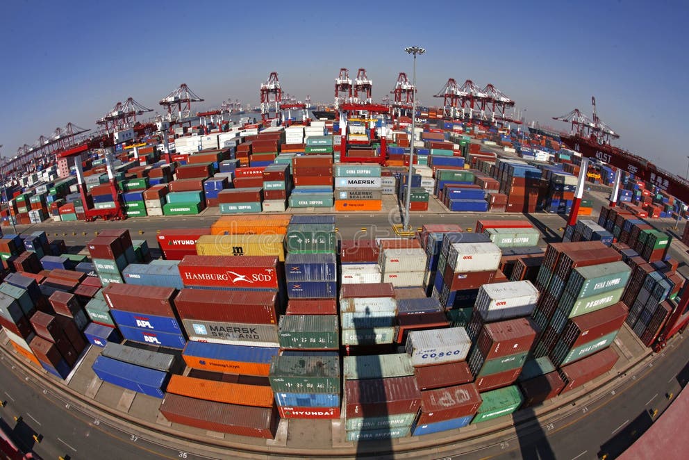 China Qingdao Port Container Terminal Editorial Photo - Image of ...