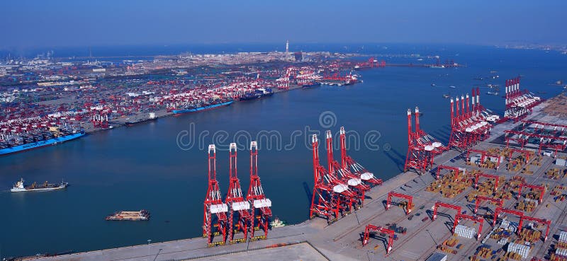 China Qingdao Port Container Terminal Editorial Photography - Image of ...