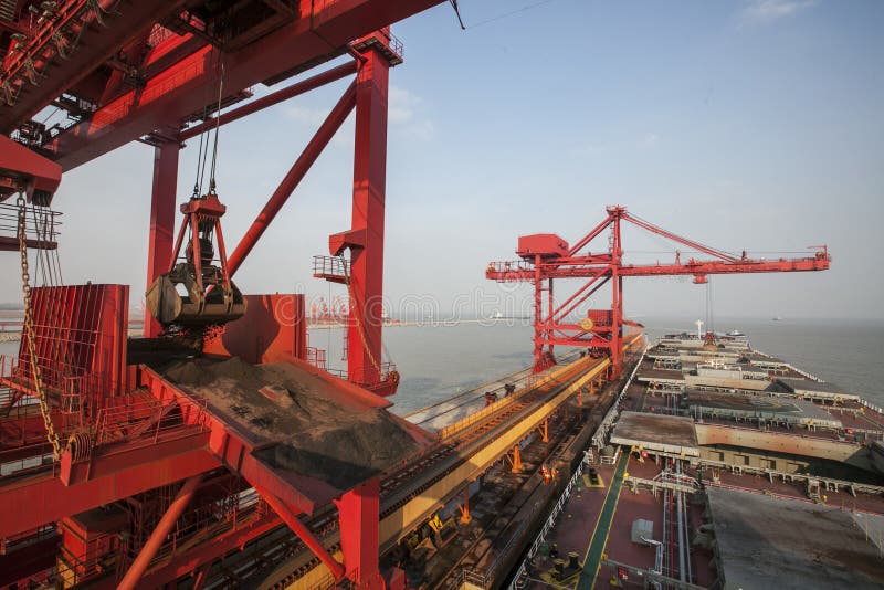 China Qingdao Port and Ton Iron Ore Terminal Editorial Image - Image of ...