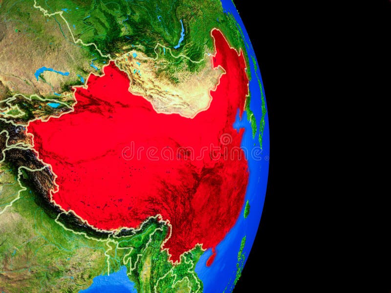 China on globe from space stock illustration. Illustration of space ...