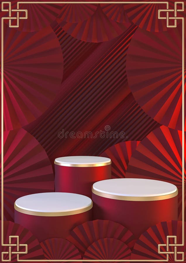 Mock Up China Red Abstract Display Vertical Background for Show Product ...