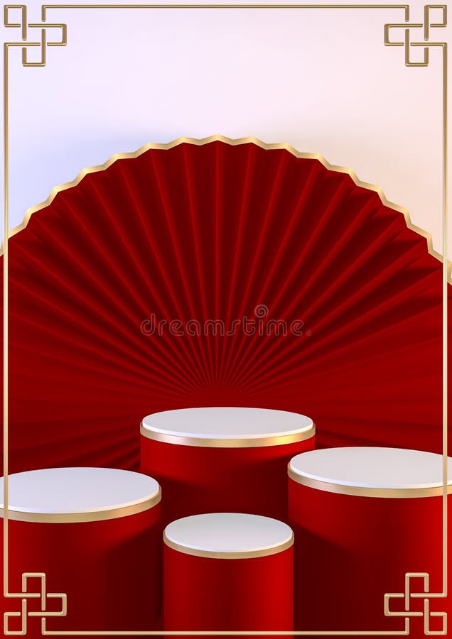 Mock Up China Red Abstract Display Vertical Background for Show Product ...