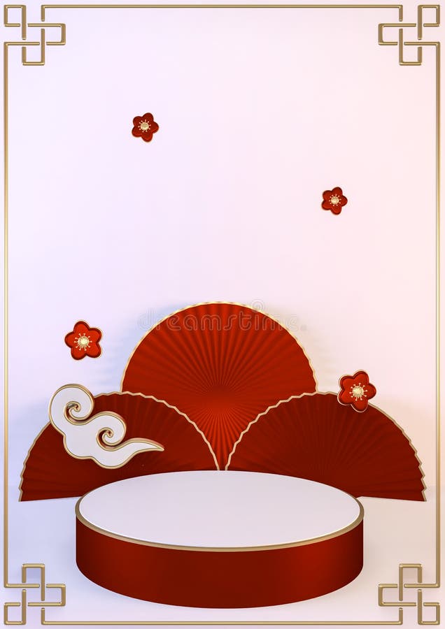 Mock Up China Red Abstract Display Vertical Background for Show Product ...