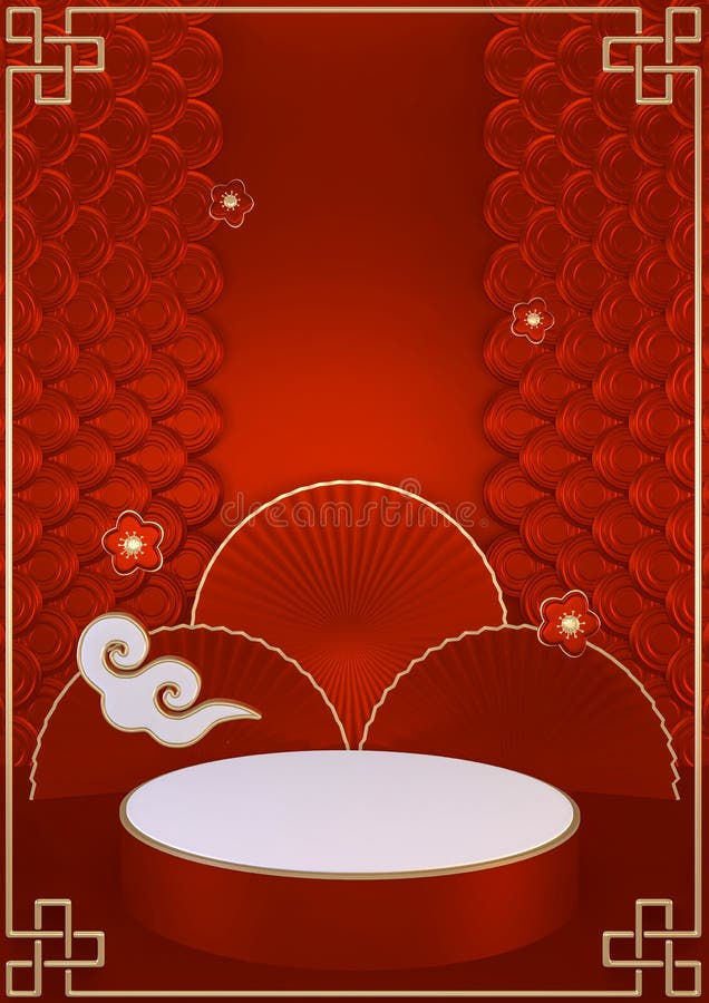 Mock Up China Red Abstract Display Vertical Background for Show Product ...