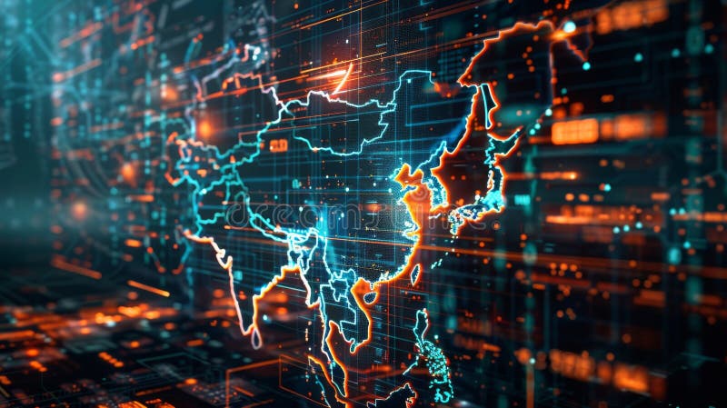 Digital China Map stock illustration. Illustration of source - 16818768