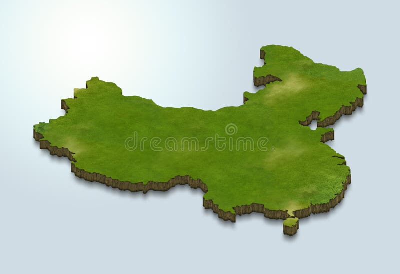 China Map is Green on a Blue 3d Background Stock Illustration ...