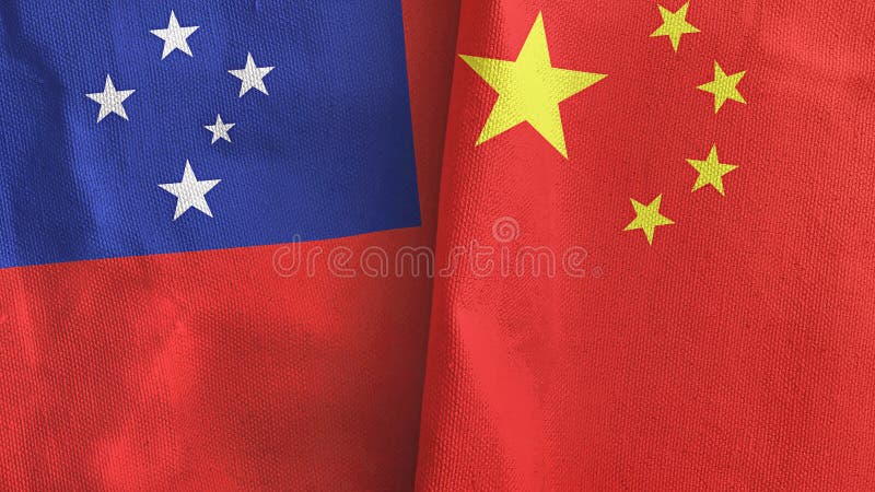 China and Samoa Two Flags on Flagpoles and Blue Cloudy Sky Stock Image ...
