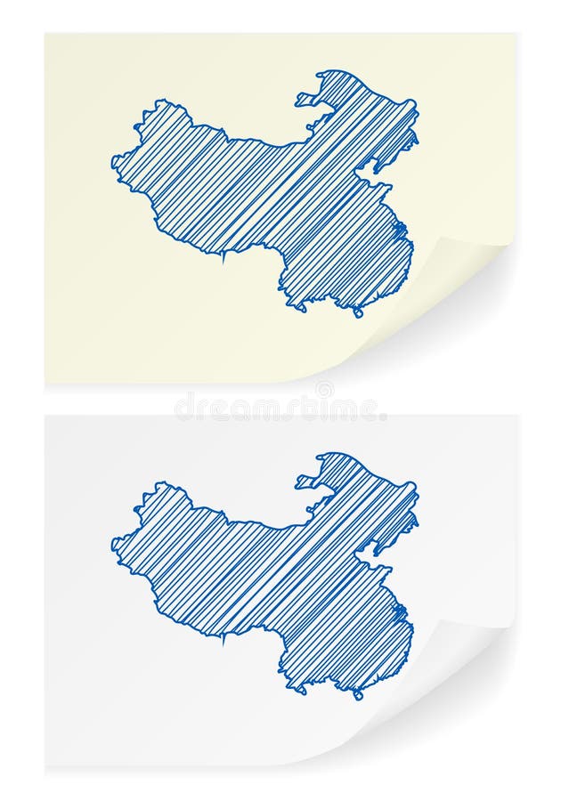 Scribble Map of China. Sketch Country Map for Infographic, Brochures and Presentations, Stylized ...