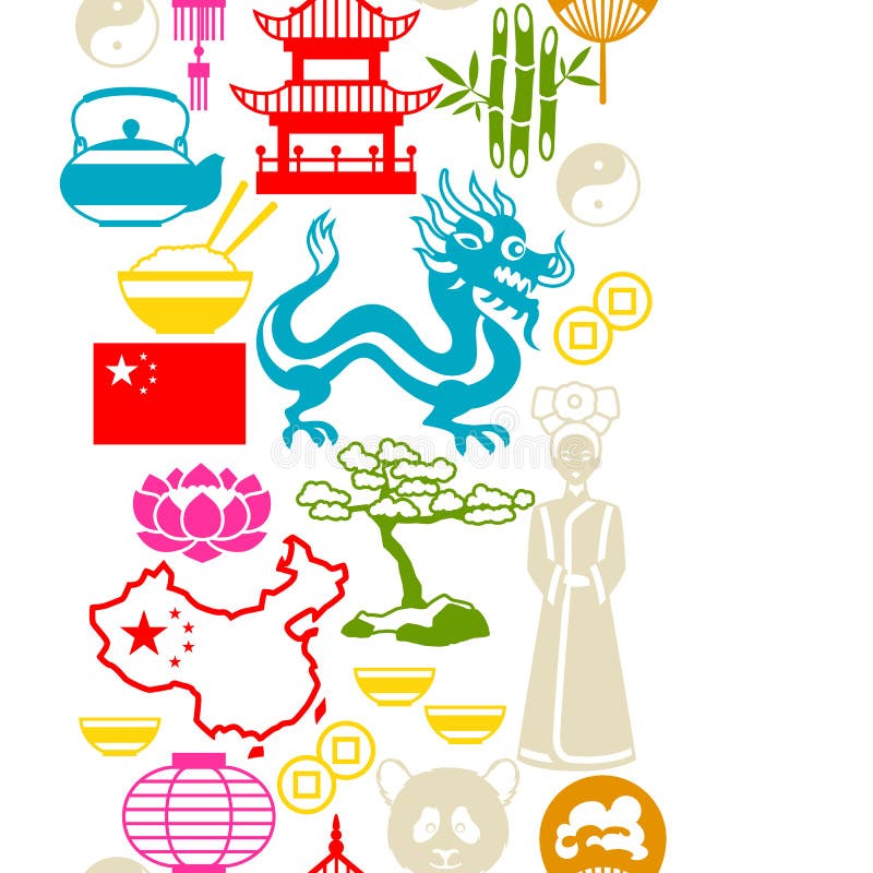 China Seamless Pattern. Chinese Symbols And Objects Stock Vector ...