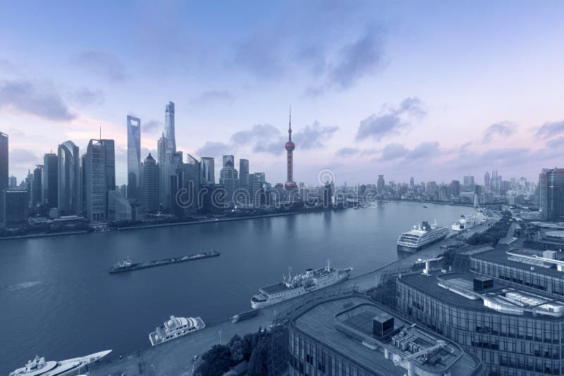 China Shanghai Skyline in the Morning Stock Photo - Image of oriental ...