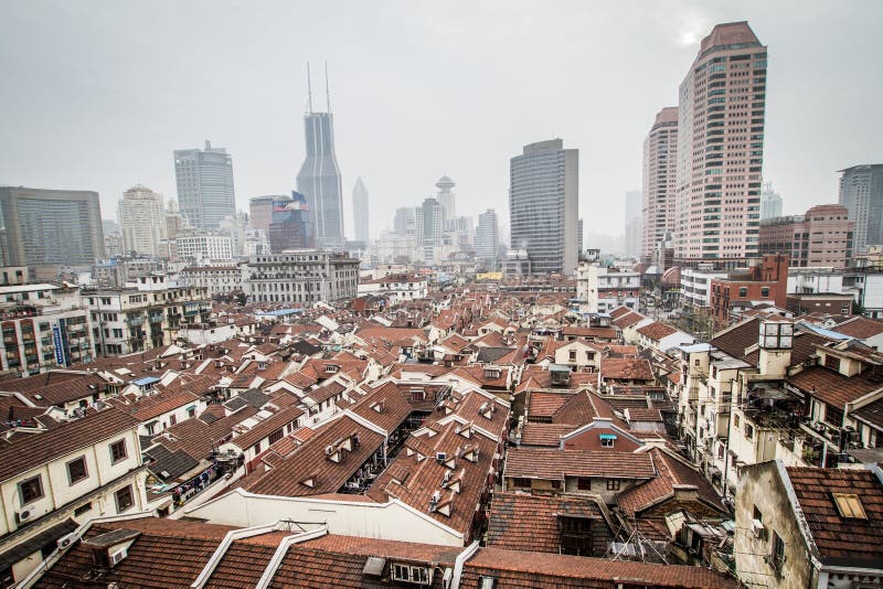 China, Shanghai, slums stock image. Image of slum, contrast - 191151463