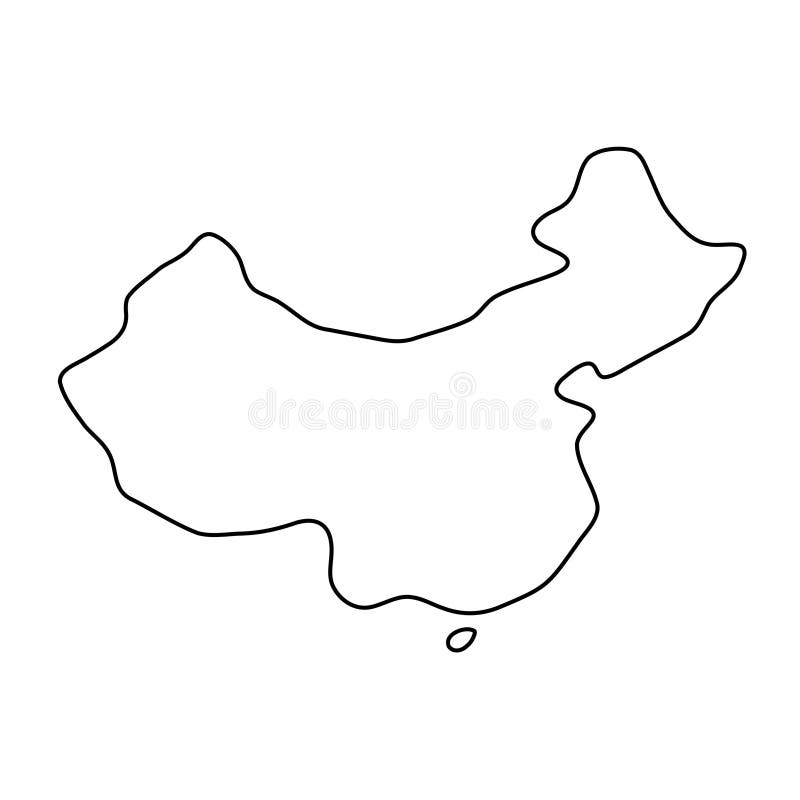 China Simplified Vector Outline Map Stock Illustration - Illustration ...
