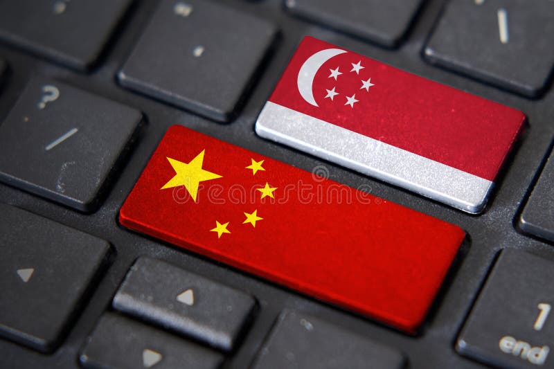 China and Singapore Flags on Computer Keyboard Stock Image - Image of ...
