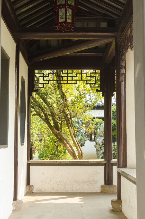 China Southern-style Corridor Stock Photo - Image of column, orange ...