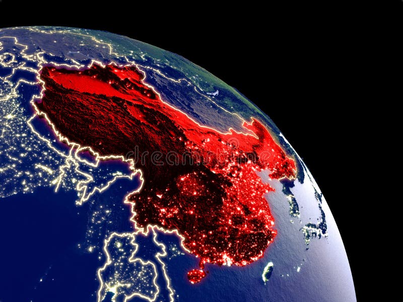 China from space stock illustration. Illustration of country - 131230166