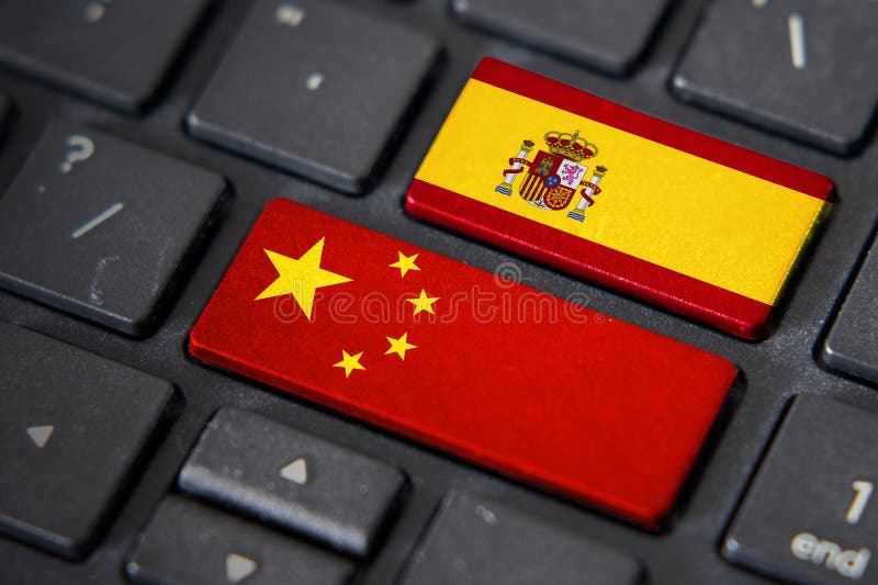 China and Spain Flags on Computer Keyboard Stock Photo - Image of ...