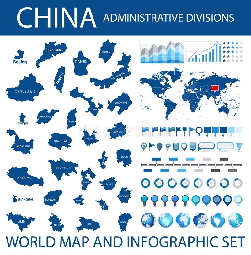 China State Administrative Divisions and World Map Stock Vector ...