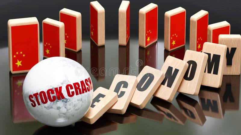 China And Stock Crash Economy And Domino Effect Chain Reaction In