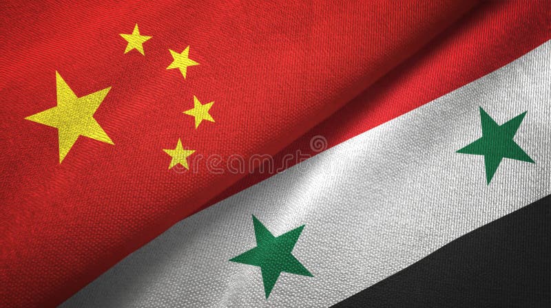 Syria Vs China Smoke Flags Placed Side By Side. Thick Colored Si Stock ...