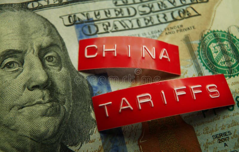China and Tariff Labels on a US Hundred Dollar Bill Stock Photo - Image ...