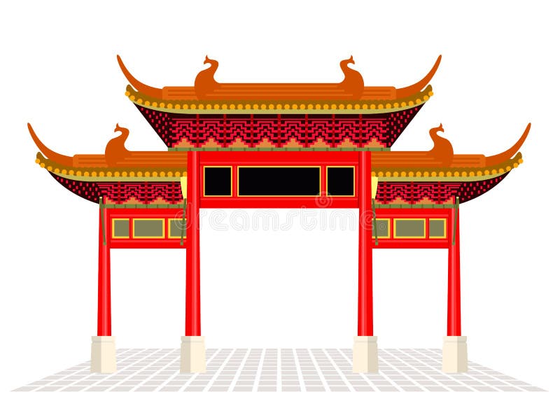 China Town Door and Floor Isolate on White Background Vector Design ...